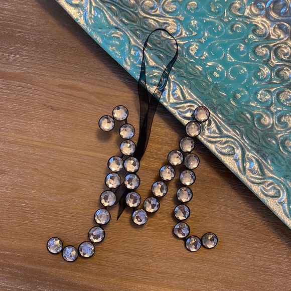 Accents | Rhinestone Embellished M With Black Ribbon Hanger | Poshmark